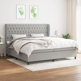 MAISONCHIC Boxspringbett mit Matratze Doppelbett Bett für Schlafzimmer Hellgrau 200x200 cm Stoff DE81162