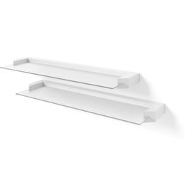 Bim Furniture - Regalen auris 60 cm set aus 2 schwebenden weiß / satiniertes glas