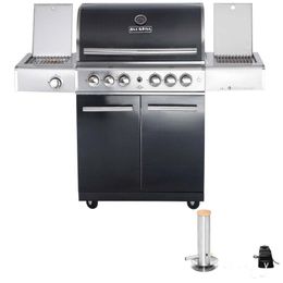 Allgrill Top-Line Modular CHEF L Black Gasgrill 4 Brenner/Seitenkocher/Backburner Grill mit STEAKZONE®/Smokesystem