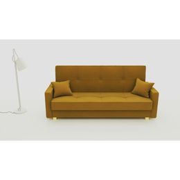 Schlafsofa melotte Polstercouch mit Schlaffunktion & Bettkasten KR01 Gold - Furnix