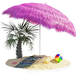 Kingsleeve - Sonnenschirm Hawaii ø 160 cm uv Schutz 30+ Neigbar Höhenverstellbar Wasserabweisend Erdspieß Mehrfarbig Bastschirm Hawaiischirm