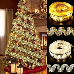 1 glitzernde Weihnachtsbaumband-LED-Lichtgirlande für die Weihnachtsbaumdekoration – (warmes Licht), Länge: 10 m