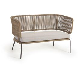 Nadin 2-Sitzer Sofa aus beigefarbenem Seil und Beinen aus verzinktem Stahl 135 cm - Kave Home
