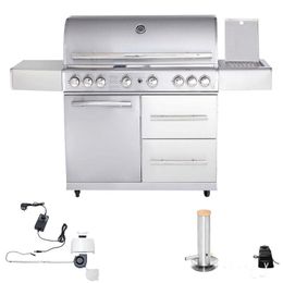 Allgrill Top-Line Modular chef xl Gasgrill 6 Brenner/Backburner/Schubladen Grill mit Ablage/AIR-System/Smokesystem