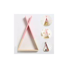 Wandregal im nordischen Stil, dreieckiges Wandregal aus Holz, Regal für Kinderzimmer, Wohnzimmer, Babyzimmer, dreieckiges Holzregal - Pink
