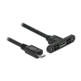 USB-Verlngerungskabel - Micro-USB Type b (m) bis Micro-USB Type b (w) Paneel montierbar - USB2.0 - 25cm - Schwarz (85245) (85245) - Delock