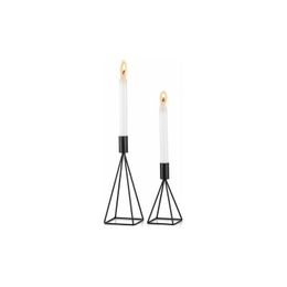 Eting - 2er Set Kerzenständer Kerzenhalter Kerzenständer aus schwarzem geometrischem Metall, Kerzenhalter in verschiedenen Größen, Vintage Hochzeit