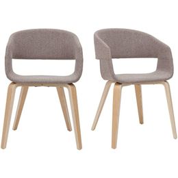 Miliboo Design-Stühle aus taupefarbenem Stoff mit hellen Holzbeinen (2er-Set) slam - Taupe