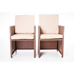 Jet-Line - 2er-Set Stühle Bali braun-beige hochwertig Rattan Aluminium