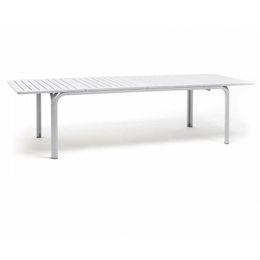 Ausziehbarer Tisch Nardi Alloro, Platte aus Durel-Top für den Einsatz im Freien, im Garten und auf der Veranda -210280 x 100 cm / Weiss