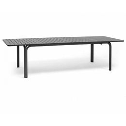 Nardi - Ausziehbarer Tisch Alloro, Platte aus Durel-Top für den Einsatz im Freien, im Garten und auf der Veranda -210280 x 100 cm / Anthrazitgrau