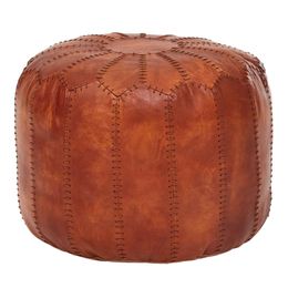 FineBuy Sitzhocker Echtleder 52x40x52cm Pouf Polsterhocker Rund Hocker Orient