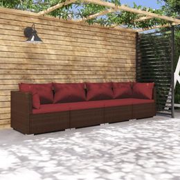 4-tlg. Garten-Lounge-Set Gartenmöbel-Set Terrassen-Sitzgruppe mit Auflagen Poly Rattan Braun ZDEH50579 MAISONCHIC