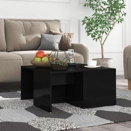 Bonnevie - 4er Couchtisch-Set, Sofatisch/Kaffeetisch für das Wohnzimmer, Wohnzimmertisch im Industrie-Design Hochglanz-Schwarz 33x33x33 cm