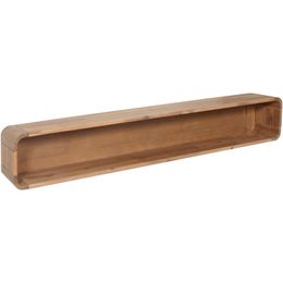 [NEUWERTIG] Wandregal HHG-013, Hängeregal Schweberegal Regal, Fach, Akazie Massiv-Holz gebeizt 160cm 9kg - brown