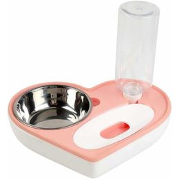 LONGZIMING In 1 Automatischer Trockenfutterspender für Katzen und Hunde, Automatischer Springbrunnen-Wasserfutterspender, Fressnapf + 500-ml-Flasche