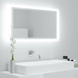 HOMMOO LED-Badspiegel Hochglanz-Weiß 80x8,5x37 cm Spanplatte YQvidaXL804929DE