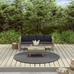 HOMMOO 2-tlg. Garten-Lounge-Set mit Auflagen Poly Rattan Beige YQvidaXL3059330DE