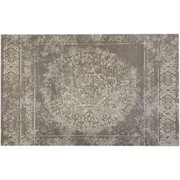 Beliani Teppich Taupe Baumwolle Rechteckig 140x200 cm Kurzflor Orientalisches Muster Antik-Optik Vintage Wohnzimmerteppich für Fußbodenheizung - Grau