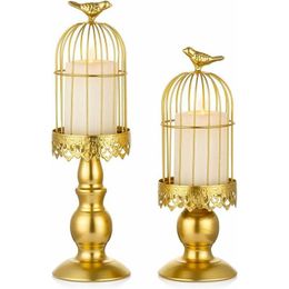 LONGZIMING - Dekorativer Vintage-Vogelkäfig-Hochzeits-Kerzenhalter, dekorativer Hochzeitstisch-Kerzenhalter, Shabby Chic-Weihnachtskerzenhalter aus