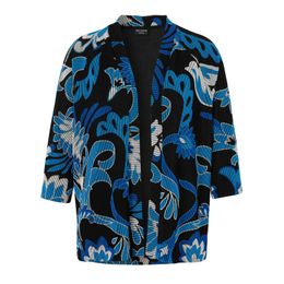 Via Appia Due Große Größen: Jacke mit floralem Print, in Ottoman-Qualität, blau gemustert, Gr.44
