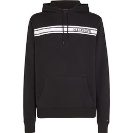 Tommy Hilfiger Monotype Stripe Loungewear-Oberteil, Kapuze, Logo-Print, für Herren, schwarz, S