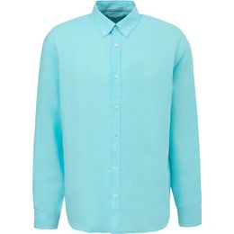 s.Oliver Leinenhemd, Regular Fit, Langarm, Button-Down-Kragen, für Herren, türkis, L