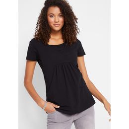 bonprix 2-in-1 Umstands- und Stillshirts (2er Pack​), schwarz, Gr.48/50 (XL), T-Shirts mit Stillfunktion f&uuml;r die Schwangerschaft und danach, 95% Baumwolle (organic)
