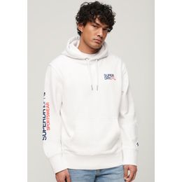 Hoodie Superdry "SD-SPORTSWEAR LOGO LOOSE HOOD" Gr. XXL, weiß (brilliant white) Herren Sweatshirts