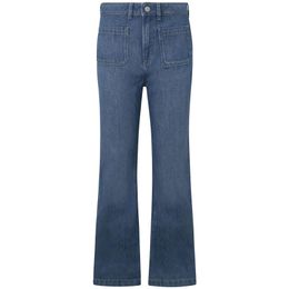 Slim-fit-Jeans Pepe Jeans "Jeans SLIM FIT FLARE UHW RETRO" Gr. 27, Länge 34, blau (blue rigid d) Damen Jeans Röhrenjeans