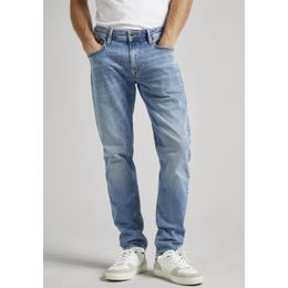 Tapered-fit-Jeans Pepe Jeans "TAPERED JEANS" Gr. 34, Länge 34, blau (light used mn5) Herren Jeans Tapered-Jeans