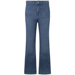 Slim-fit-Jeans Pepe Jeans "Jeans SLIM FIT FLARE UHW RETRO" Gr. 32, Länge 32, blau (blue rigid d) Damen Jeans Röhrenjeans