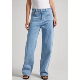 Loose-fit-Jeans Pepe Jeans "LOOSE ST HW" Gr. 26, Länge 32, blau (light used) Damen Jeans Weite