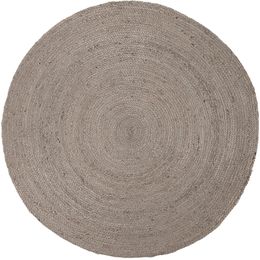Teppich CarpetFine "Nele Juteteppich Naturfaser" Teppiche Gr. Ø 200 cm, 6 mm, 1 St., grau (taupe) Esszimmerteppiche