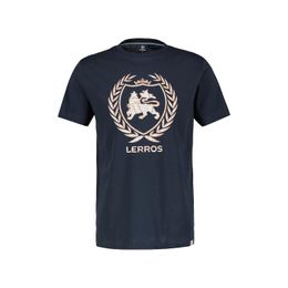 Lerros T-Shirt »T-Shirt mit Logoprint« CLASSIC NAVY L L Gerippter Rundhalsausschnitt