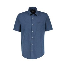 Lerros Damen Lerros Kurzarmhemd &raquo;Lerros Unifarbenes Baumwoll-Leinenhemd&laquo; blau 5XL, extraweit