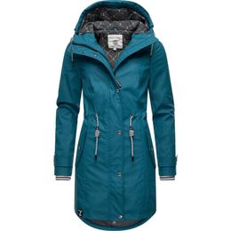 PEAK TIME Regenjacke L60042 stylisch taillierter Regenmantel für Damen, blau