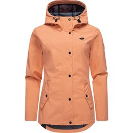 Ragwear Softshelljacke Margge Shell wasserdichte Damen Übergangsjacke mit großer Kapuze, orange