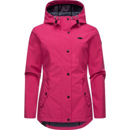 Ragwear Softshelljacke Margge Shell wasserdichte Damen Übergangsjacke mit großer Kapuze, rot