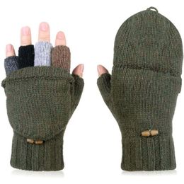 KIKI Abendhandschuhe Winter Handschuhe Fingerlose ustlinge mit Umklappbare Fingerkuppen
