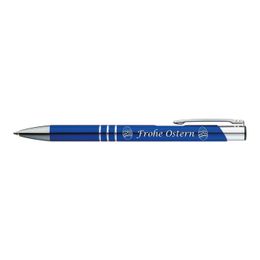 Livepac Office Kugelschreiber 10 Kugelschreiber mit Gravur "Frohe Ostern" / aus Metall / Farbe: blau