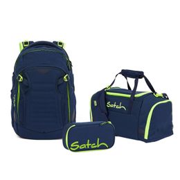 Satch Schulranzen Schulrucksack-Set MATCH Toxic Yellow 3-teilig (3-teilig)