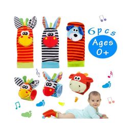 Cbei Socken Baby Rasseln Spielzeug Handgelenk Und Socken für 0-12 Monate 6 Stück (Länge: 14.2 cm