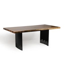 JVmoebel Esstisch Luxus Tisch Braun Edelstahl Design Holz Modern Esstisch Neu (1-St.