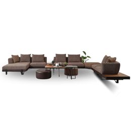 JVmoebel Wohnzimmer-Set Luxuriöses Wohnzimmer Set Polster U-Form Ecksofa 2x Hocker Couchtisch