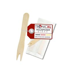 TronicXL Einweggabel 2000 x Holzspicker EINZELN VERPACKT Pommesgabel Spicker Pommesgabeln (2000 Stück)