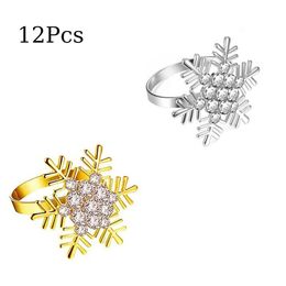 Lubgitsr Serviettenring 12Pcs Schneeflocke Serviettenringe Serviettenringe Weihnachten