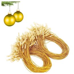 Lubgitsr Weihnachtsbaumkugel 400 Stück Weihnachtsschmuck Aufhänger Snap Locking String Fäden Gold (400 St)