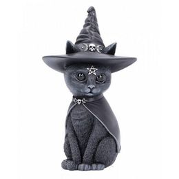 Horror-Shop Dekofigur Schwarze Katze mit Hexenhut im Okkult Design als S