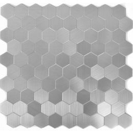 Mosani Aluminium Metall Wandfliese 10 Stk. selbstklebende Mosaikfliesen Wandpaneele Fliesenaufkleber